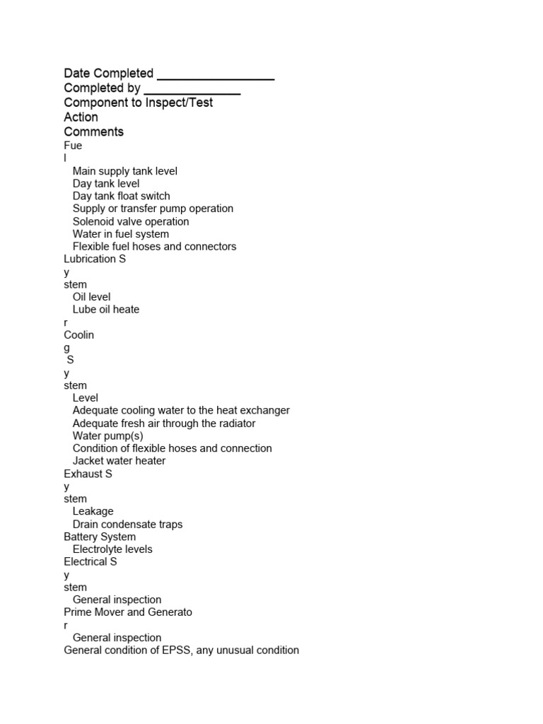 Generator Checklist | PDF