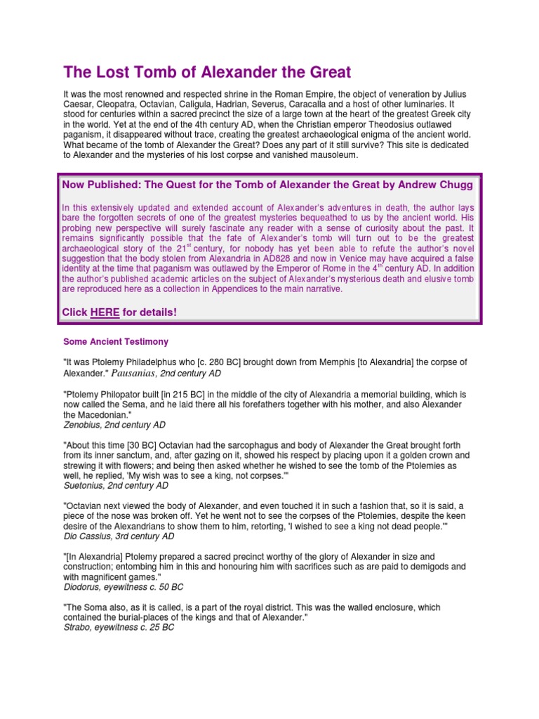 The Lost Tomb of Alexander The Great | PDF | Classical Antiquity ...