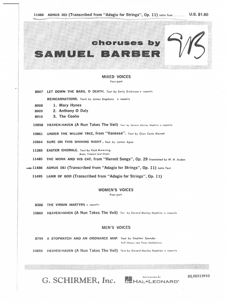 Agnus Dei (Samuel Barber) | PDF