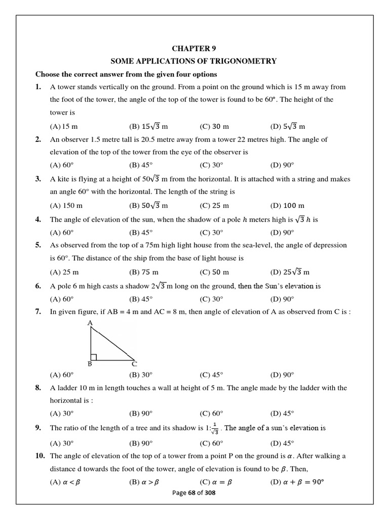 G - 10 - Applications of Trigonometry Assignment | PDF | Air Traffic Control | Angle