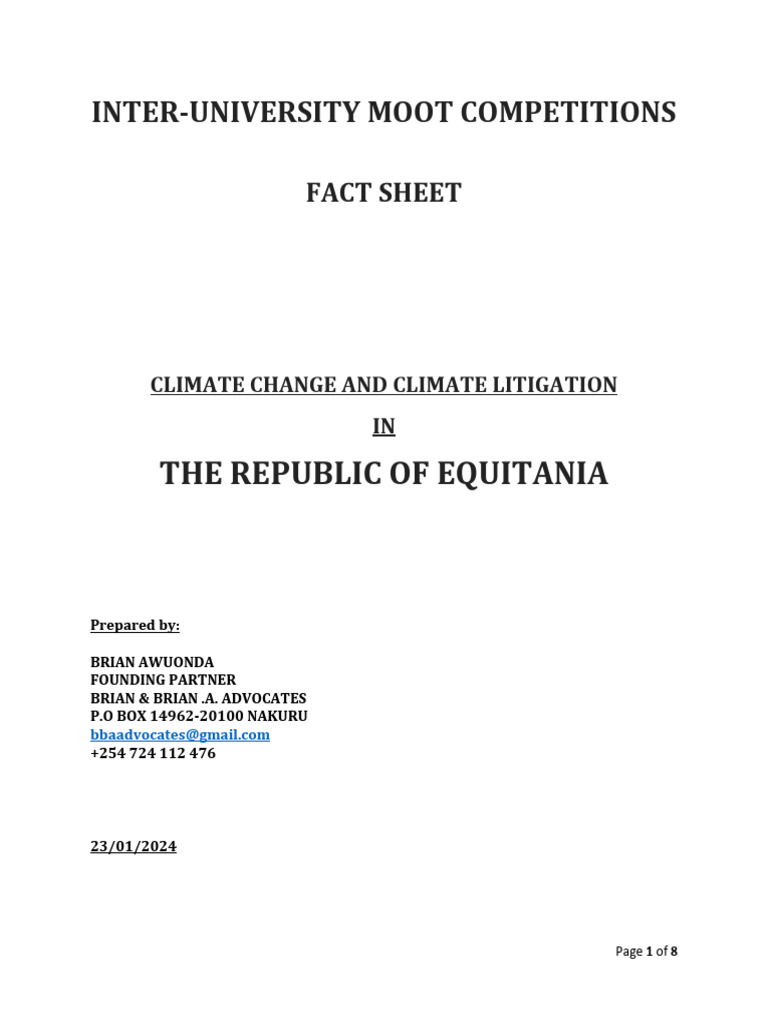 Moot Fact Sheet-Climate Litigation-ACLA | PDF | Climate Change | Food ...