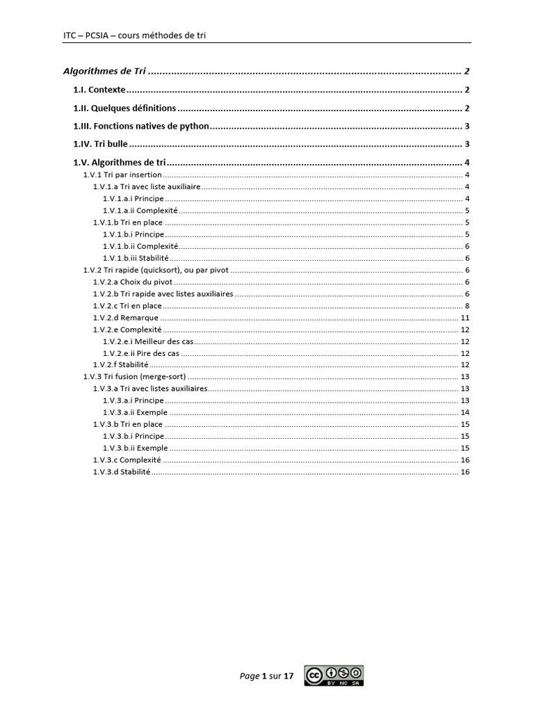 Cours Tri Prof | PDF | Algorithmes et structures de données | Algorithmes
