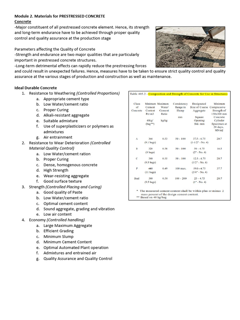 CE423 M2-Materials For Prestressed Concrete | PDF | Concrete | Cement