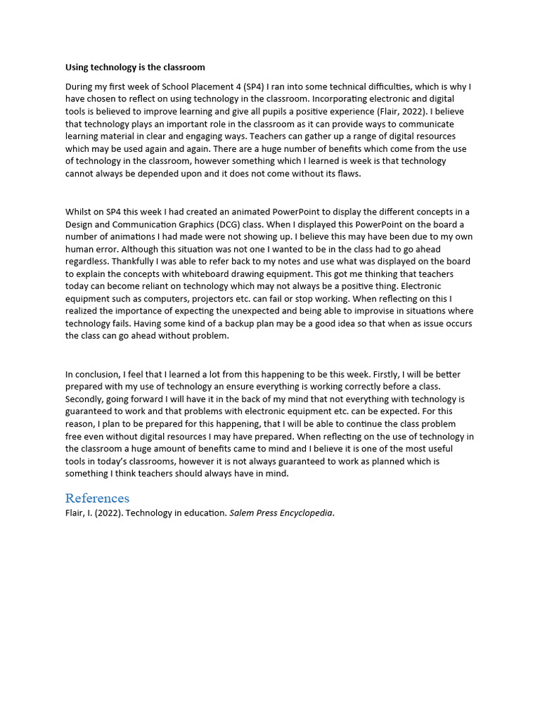 sp4 Weekly Reflection Week 1 | PDF | Microsoft Power Point | Classroom