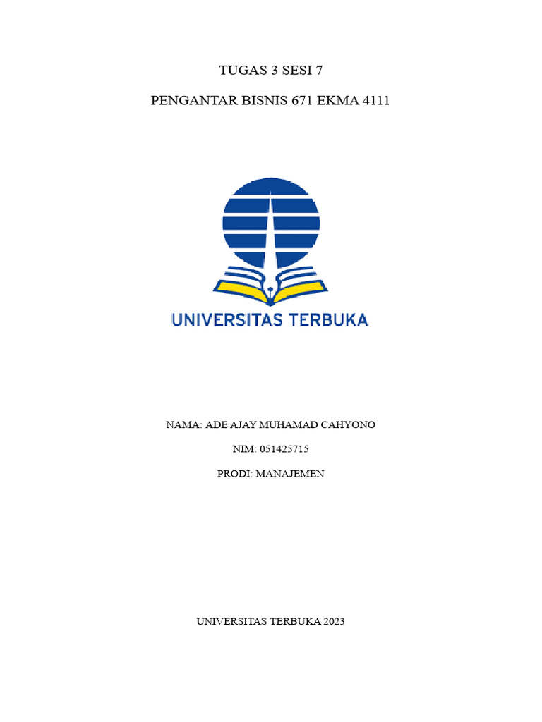 Tugas 3 Sesi 7 Pengantar Bisnis | PDF