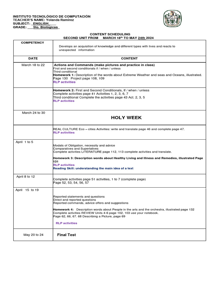 Chrono II 5to Bio 2024 | PDF | Human Communication | Cognition