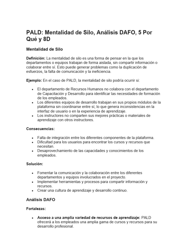 PALD | PDF | Aprendizaje | Análisis FODA