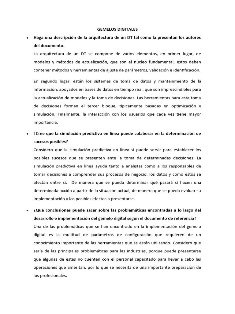 Gemelos Digitales | PDF | Simulación | Bases de datos