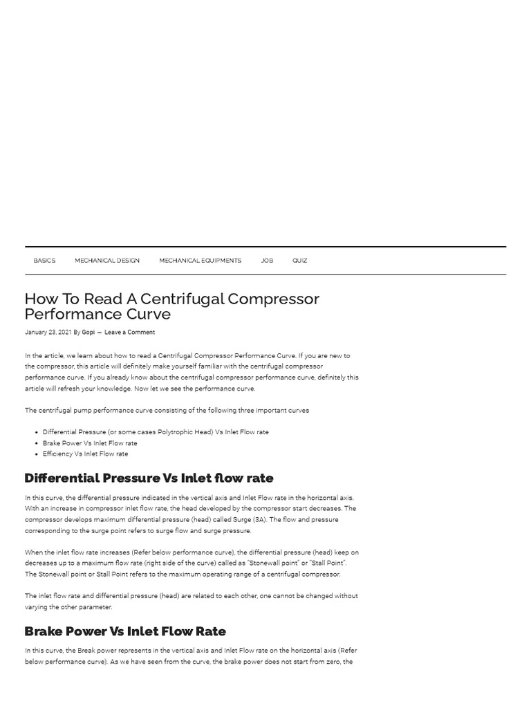 How To Read A Centrifugal Compressor Performance Curve | PDF ...