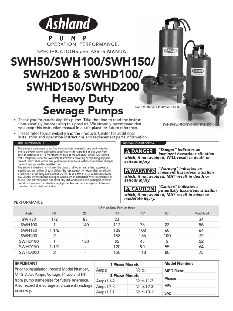 Ficha Tecnica Ashland Sw50 | PDF | Pump | Bearing (Mechanical)