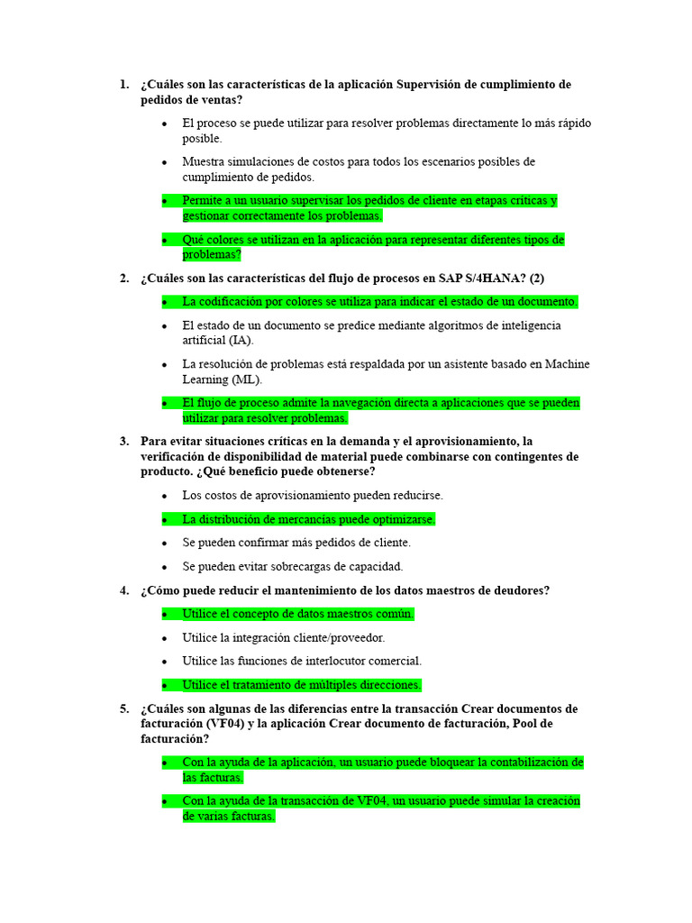 Respuestas Examen SAP - Daypo | PDF | Factura | Inteligencia artificial
