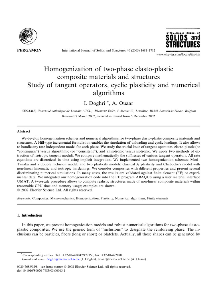 Homogenization of Elasto-Plastic Composites | PDF | Composite Material ...
