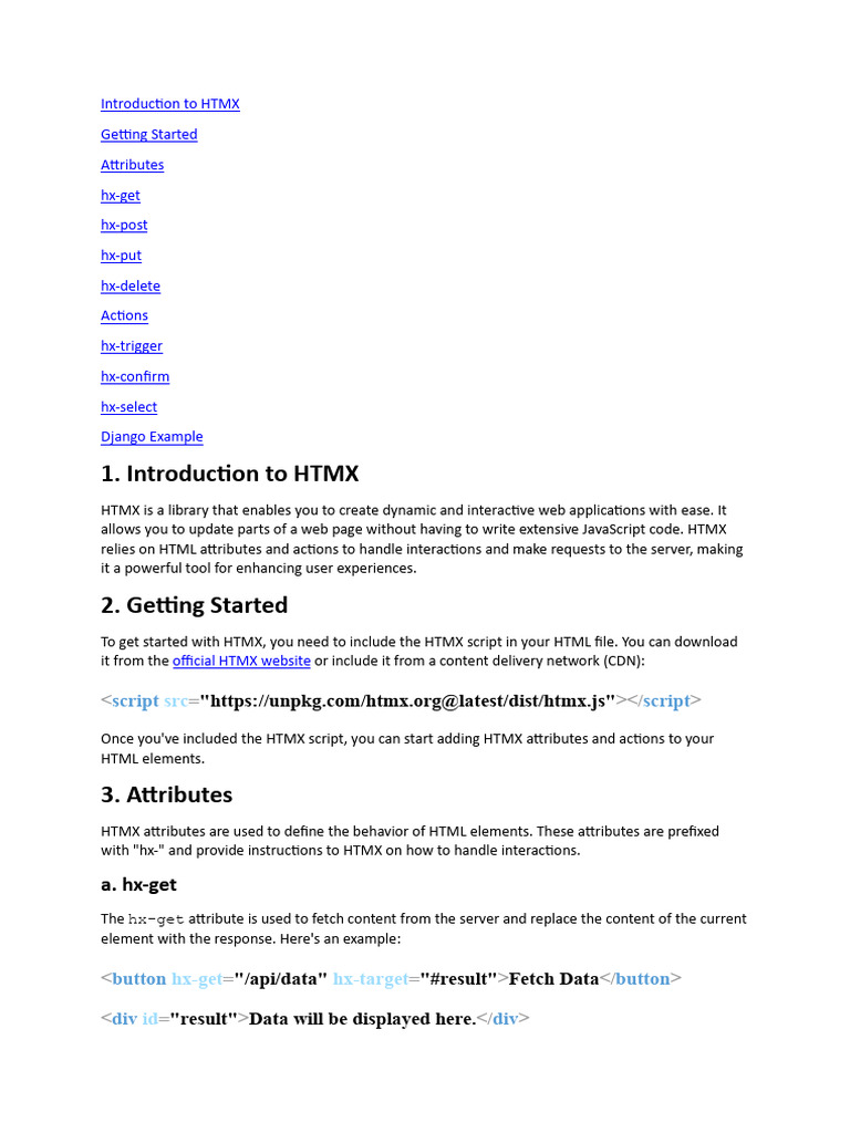 Introduction To HTMX | PDF | World Wide Web | Internet & Web