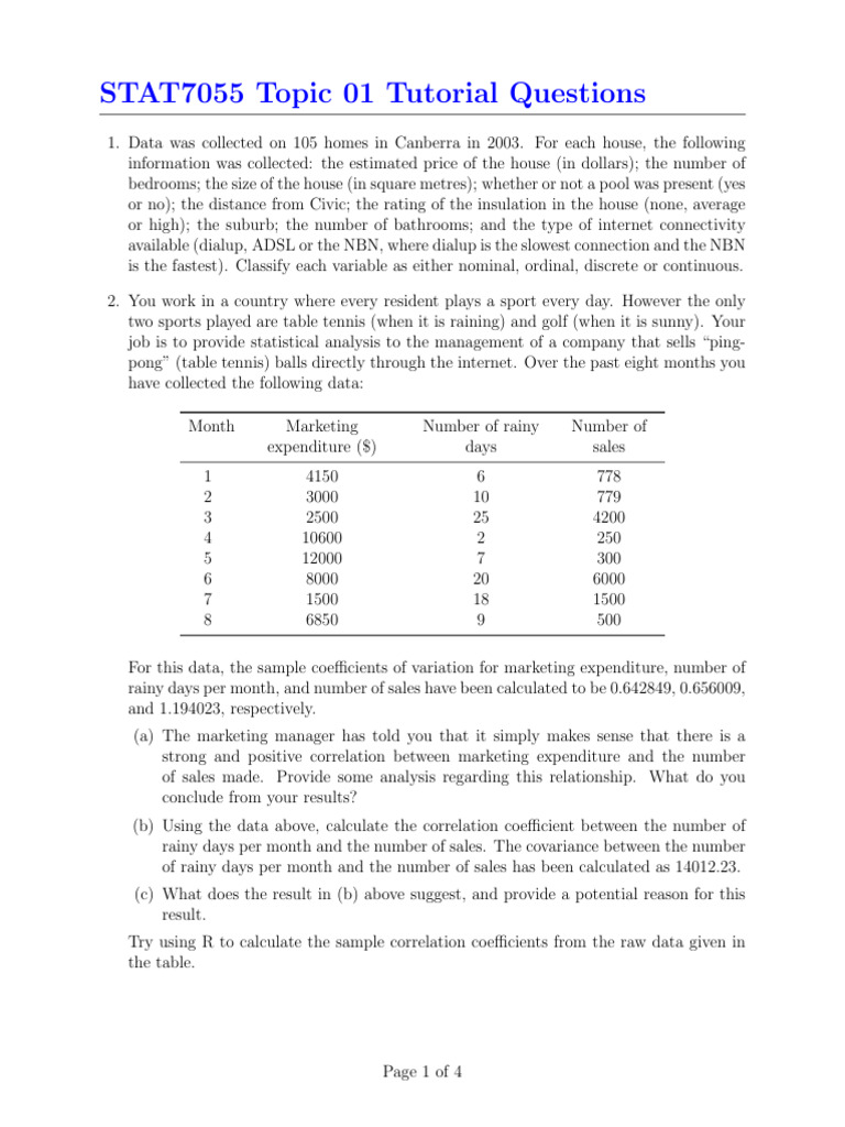 Stat7055 T01 | PDF | Mean | Median