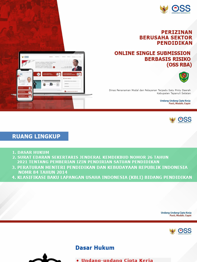 OSS RBA Bidang Pendidikan | PDF