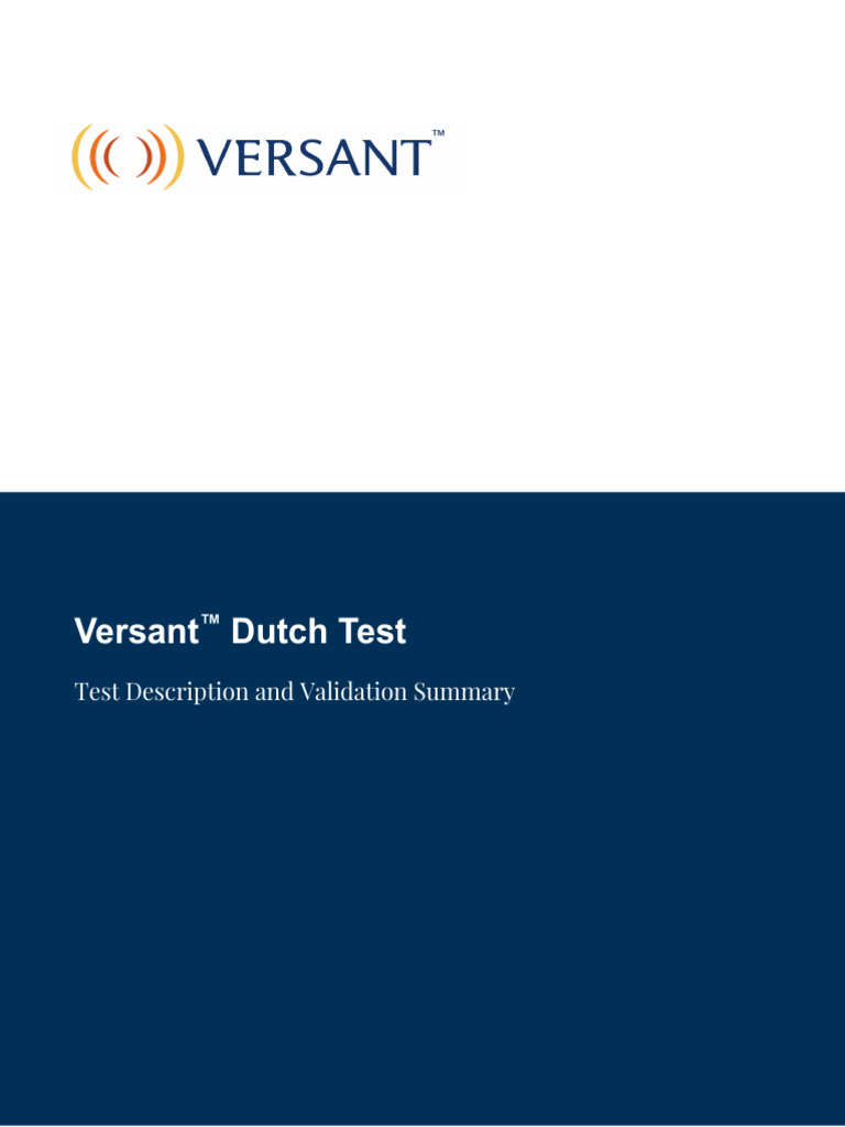 Versant Dutch Test Description Validation Summary | PDF | Human ...