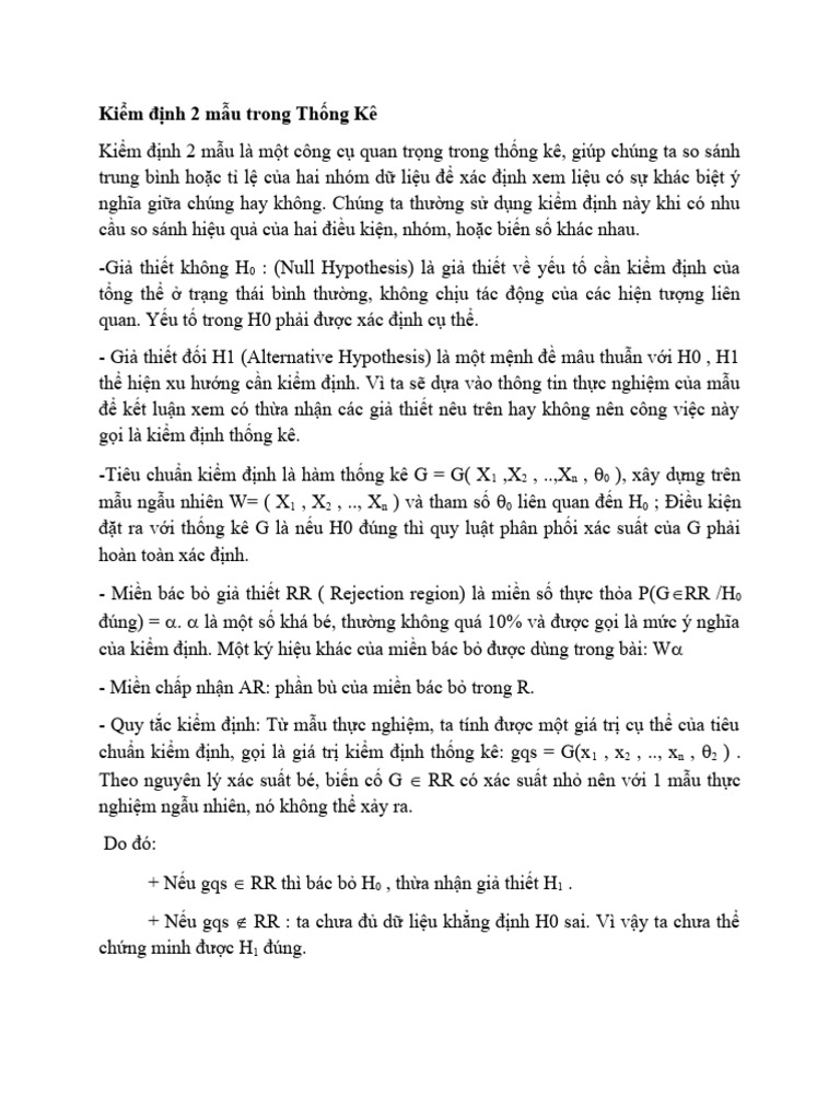 Kiểm Định 2 Mẫu - Duy.V | PDF
