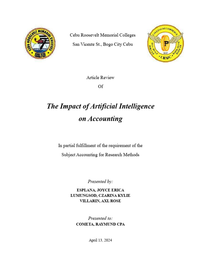 G4 Impact of AI in Accounting Article Review | PDF | Artificial Intelligence | Intelligence (AI ...