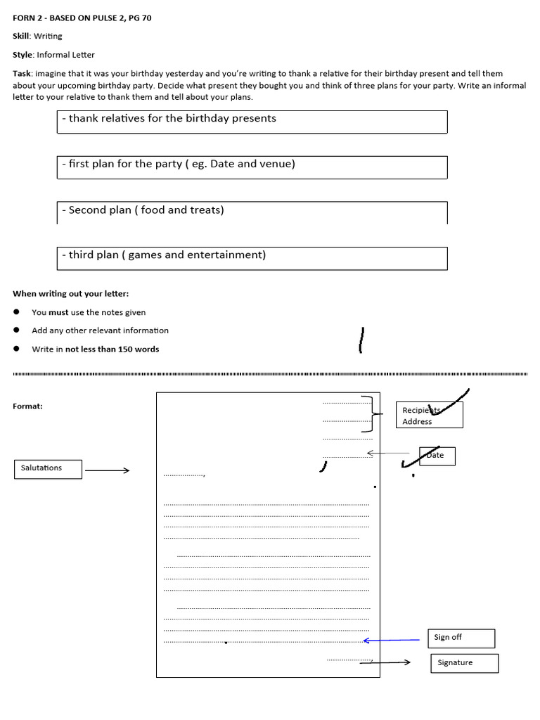 Informal Letter Exercise | PDF