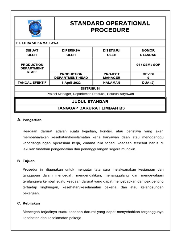 SOP Tanggap Darurat LB3 | PDF | Komputer
