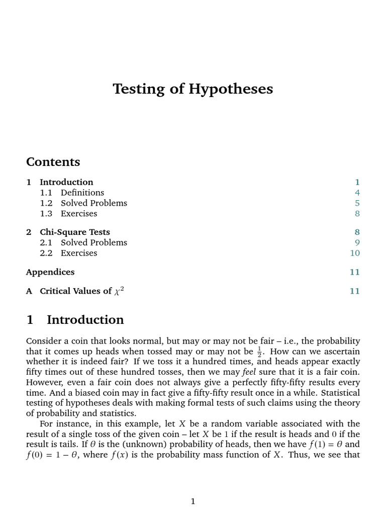 Testing of Hypotheses | PDF | Type I And Type Ii Errors | Statistical ...