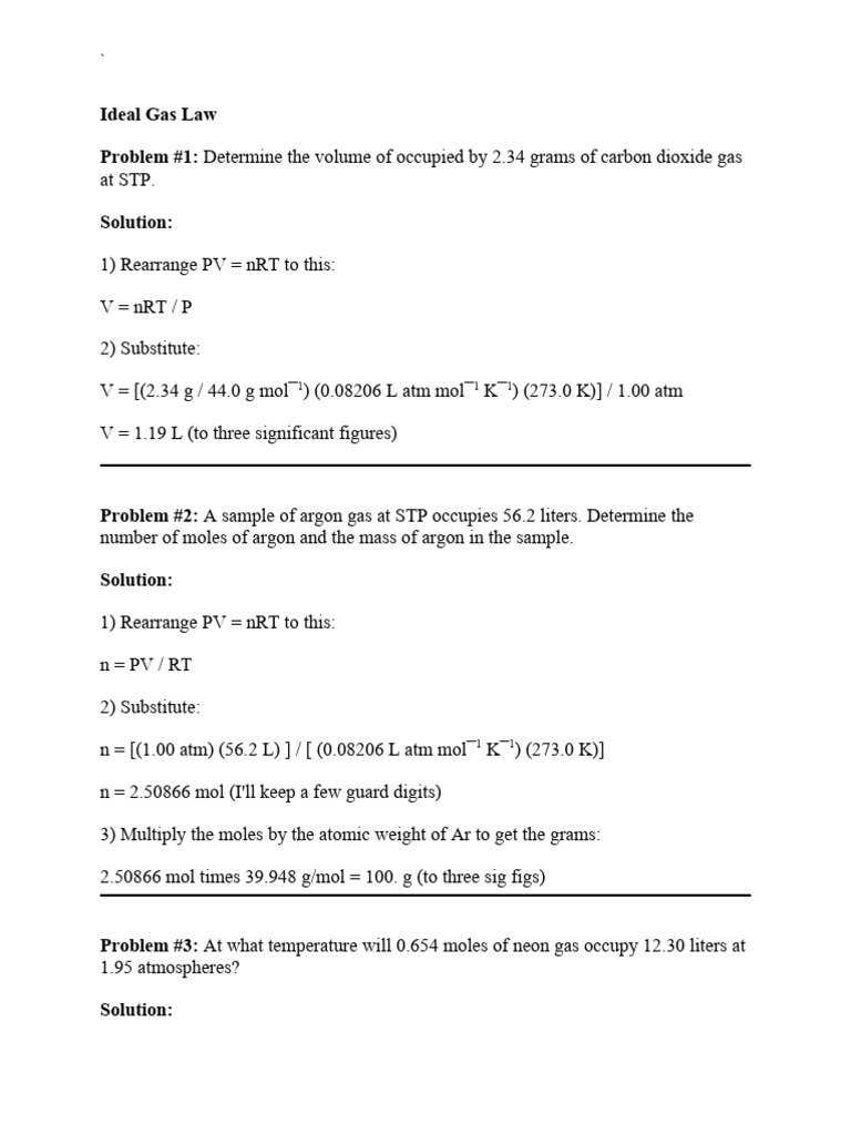 Computation 2 | PDF | Mole (Unit) | Gases