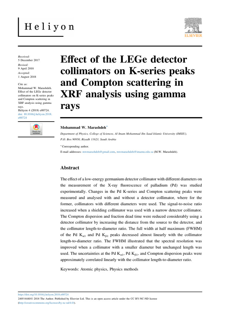E Ffect of The Lege Detector Collimators On K-Series Peaks and Compton ...