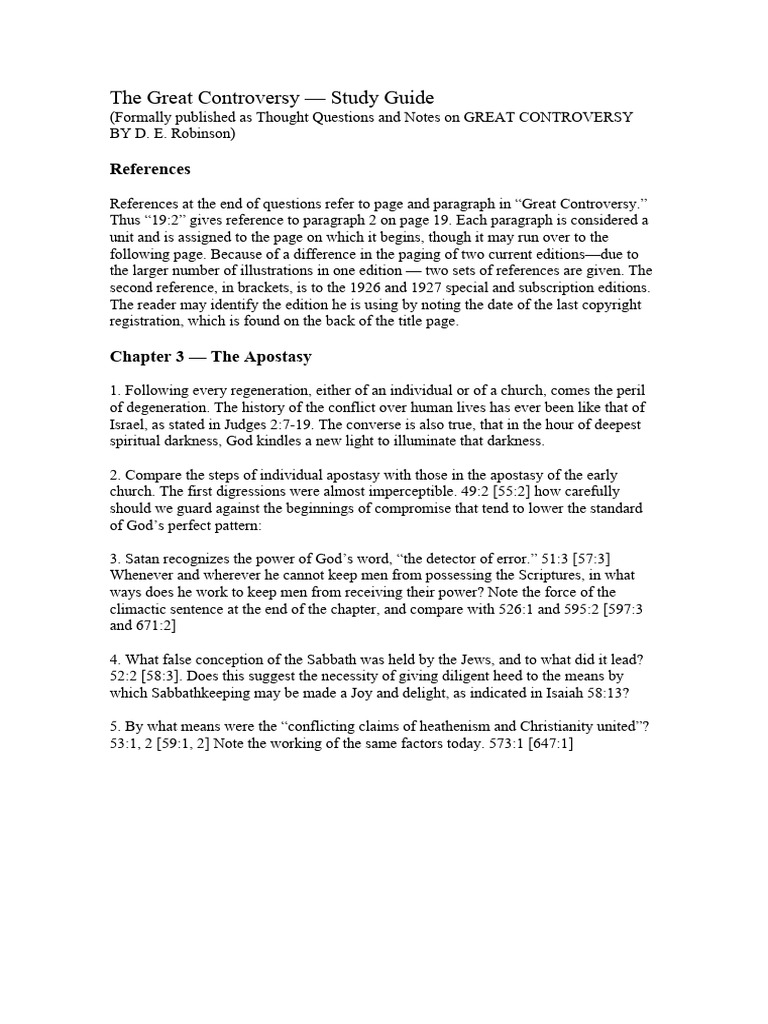 Study Guides The Great Controversy 03 | PDF