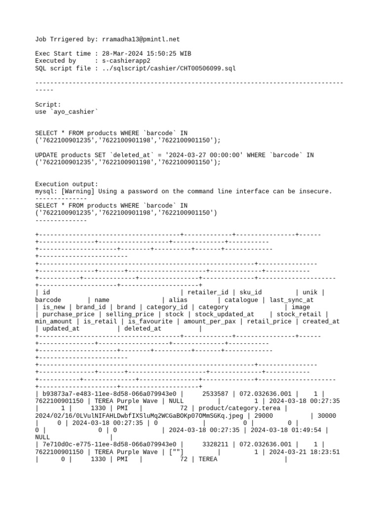 Dbscript Exec 20240328 155020 | PDF | Computer Data | Software Engineering