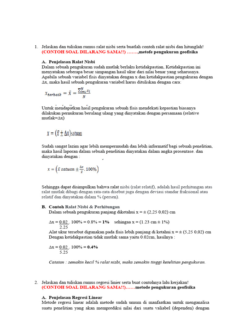 Rumus dan Contoh Ralat Nisbi | PDF