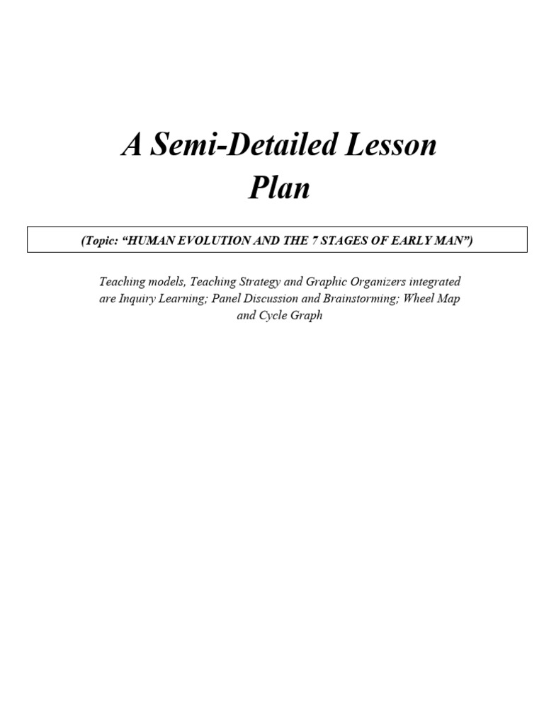 A Semi Detailed Lesson Plan Human Evolution | PDF | Homo | Human