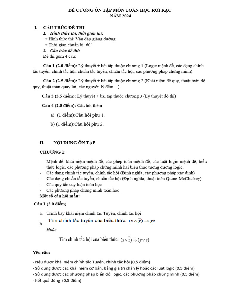 De Cuong On Tap TRR K24 | PDF