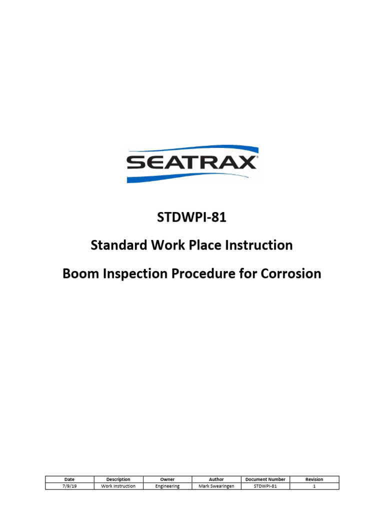 STDWPI-81 Rev 1-Boom Inspection Procedure For Corrosion | PDF ...
