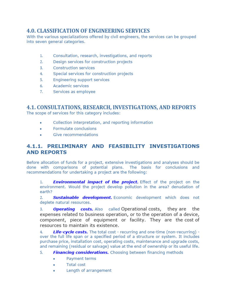 Classification of Engineering Services | PDF | Valuation (Finance) | Cost