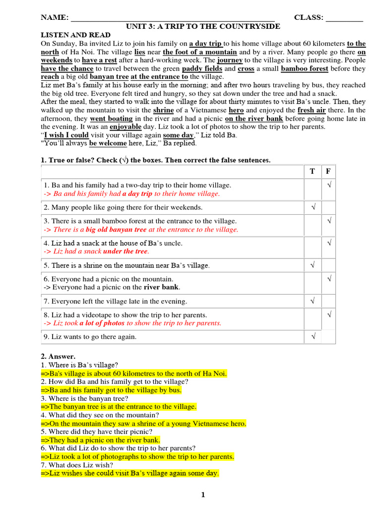 U3 Key Pdf Language Arts Discipline