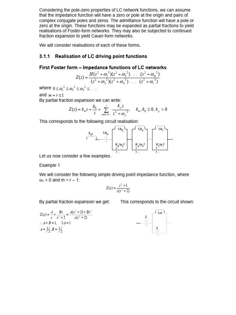 Foster Cauer | PDF | Computer Engineering | Electrical Circuits