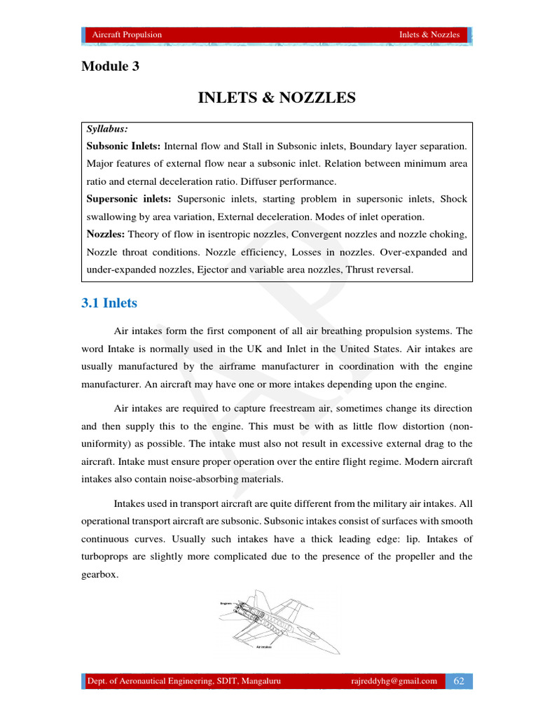Module-3 - Inlets & Nozzles | PDF | Mach Number | Shock Wave