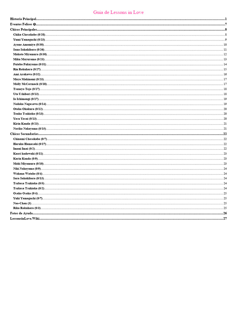 Guia de Lessons in Love | PDF