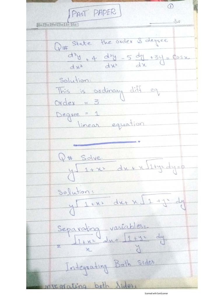Differential Past Paper | PDF