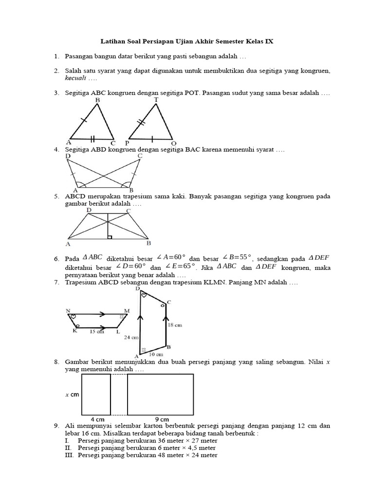 Soal Ujian Matematika Kelas IX | PDF | Seni