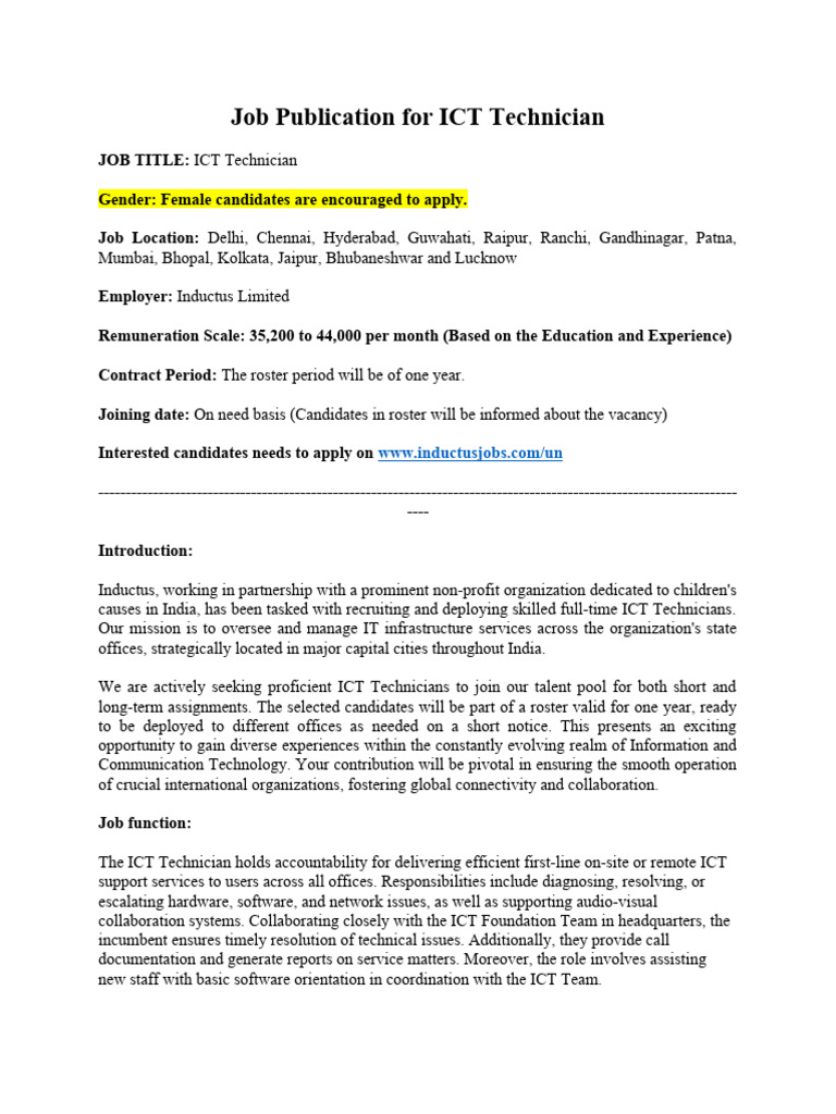 ICT Technician - Roster | PDF | Computer Network | Information And Communications Technology