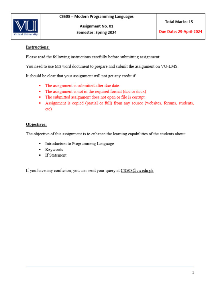 Spring 2024 - CS508 - 1 | PDF | Programming Language | Computer Programming