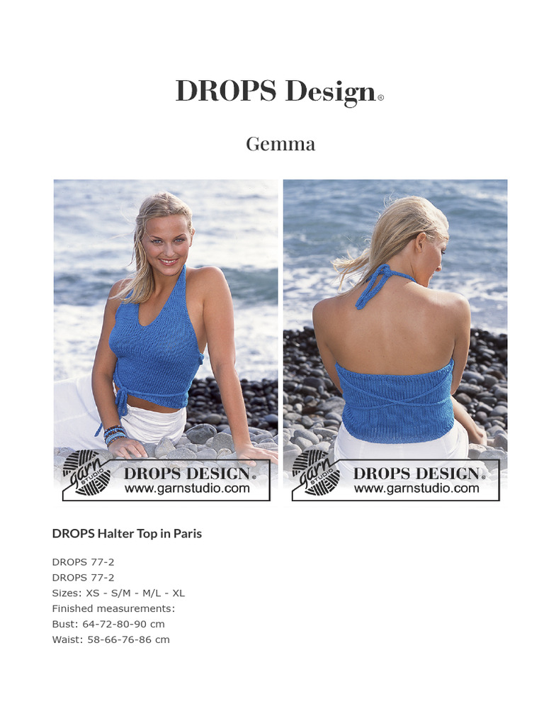 Gemma - DROPS Halter Top in Paris - Free Pattern by DROPS Design | PDF | Knitting | Gauge (Knitting)