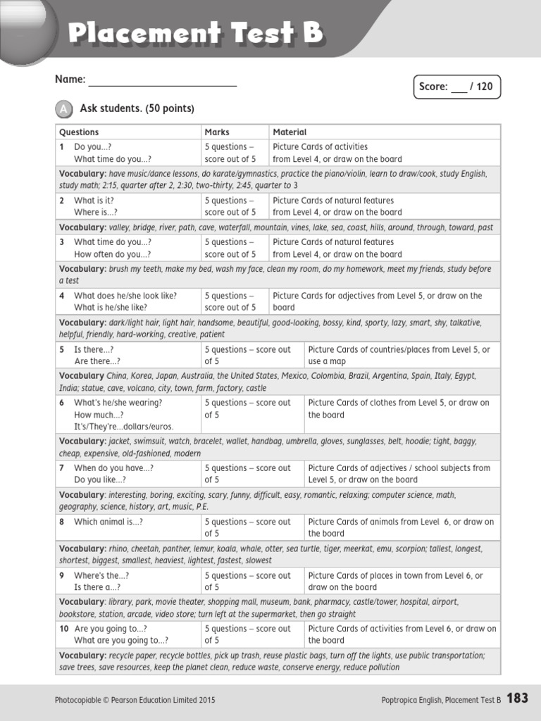 Placement Test KIDS APM | PDF