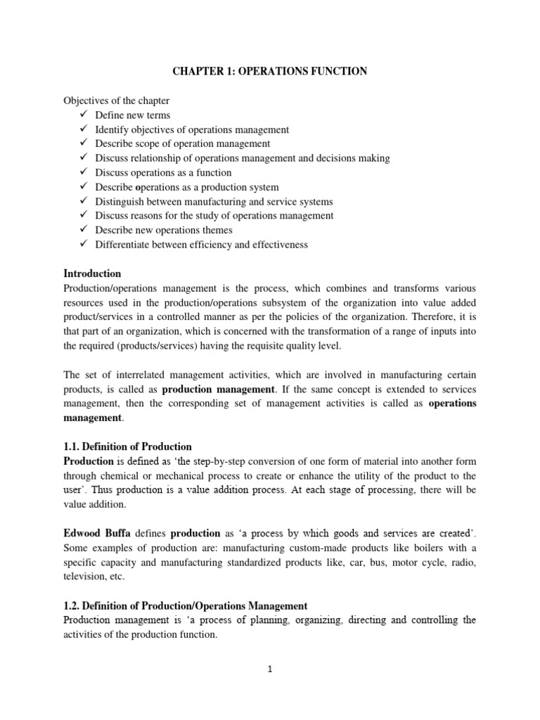Om Chapter 1 | Download Free PDF | Operations Management | Factors Of Production