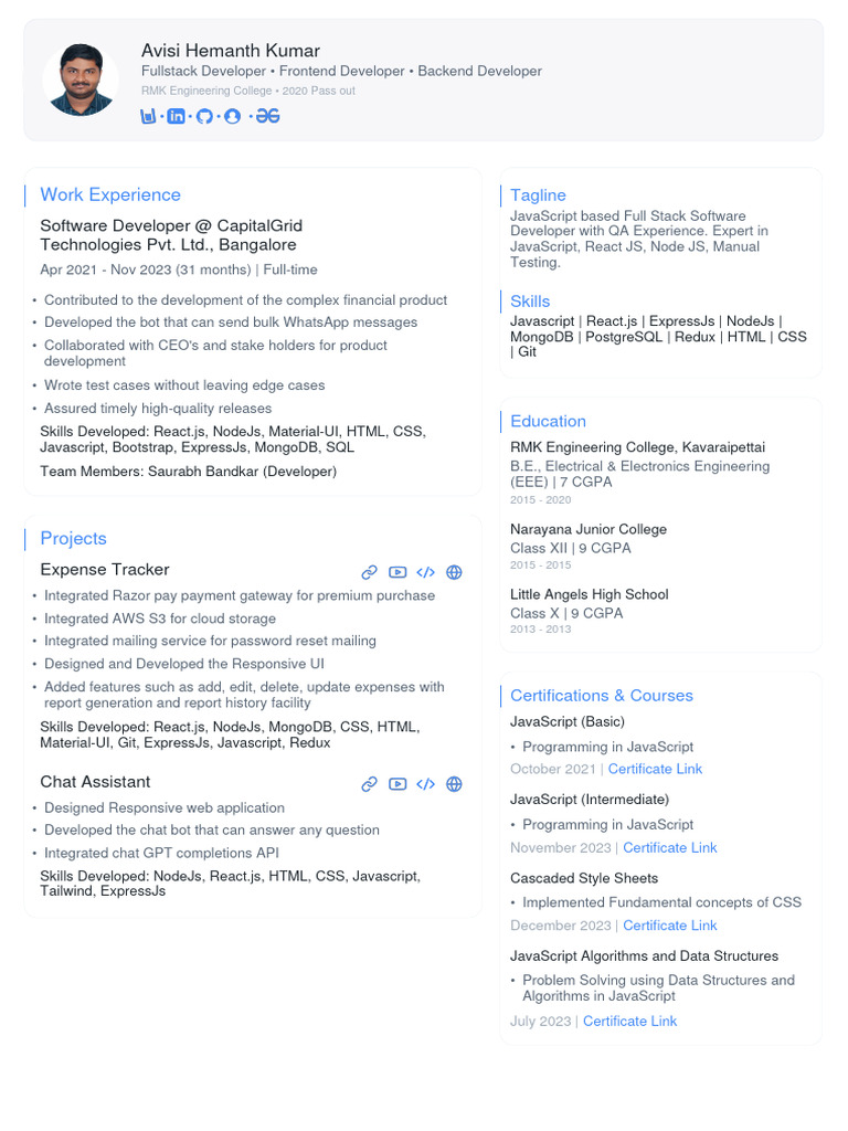 Hemanth Final Resumev1 | PDF | Java Script | World Wide Web