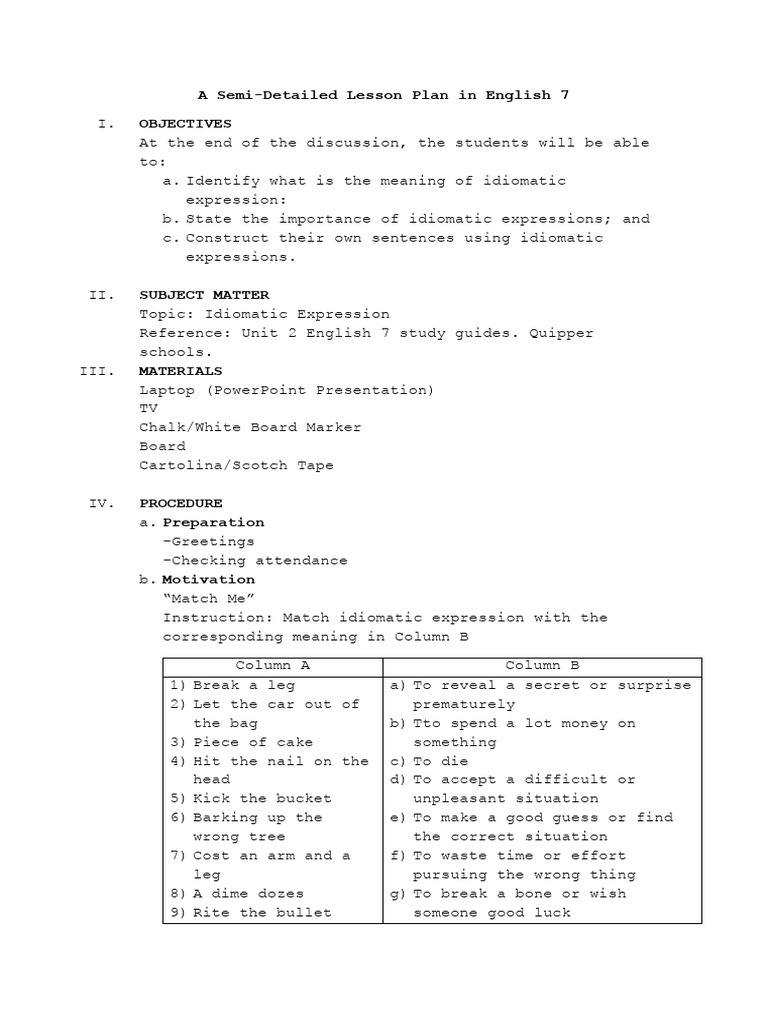 Idiomatic Expressions Pdf Idiom