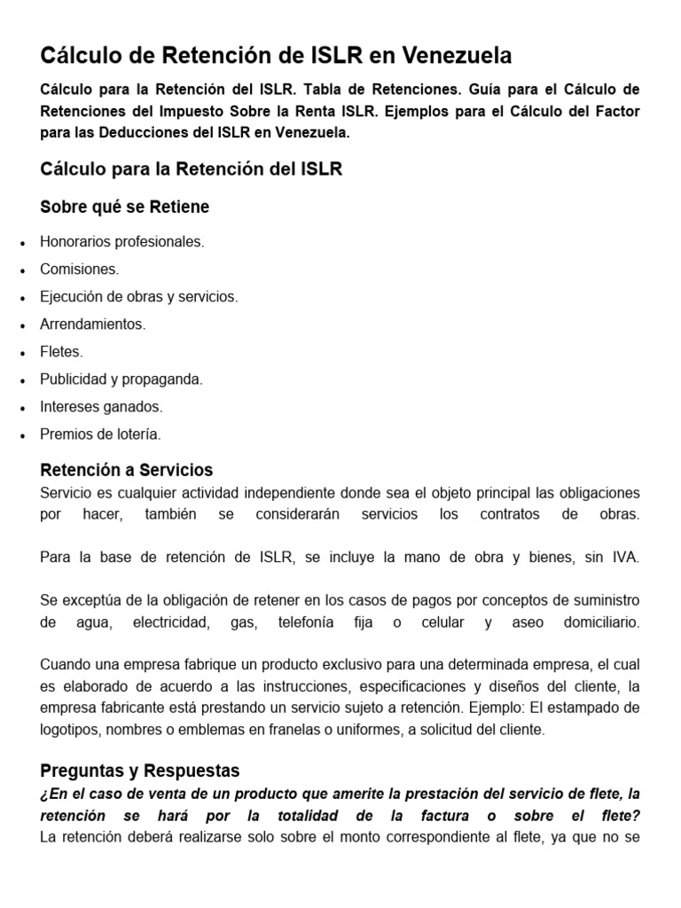 Retencion de Islr en Venezuela | PDF | Salario | Factura