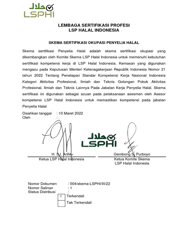 Skema Sertifikasi Penyelia Halal | PDF