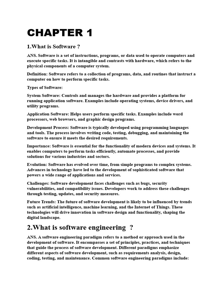 Chapter 1 Software Engg Pdf Software Development Process